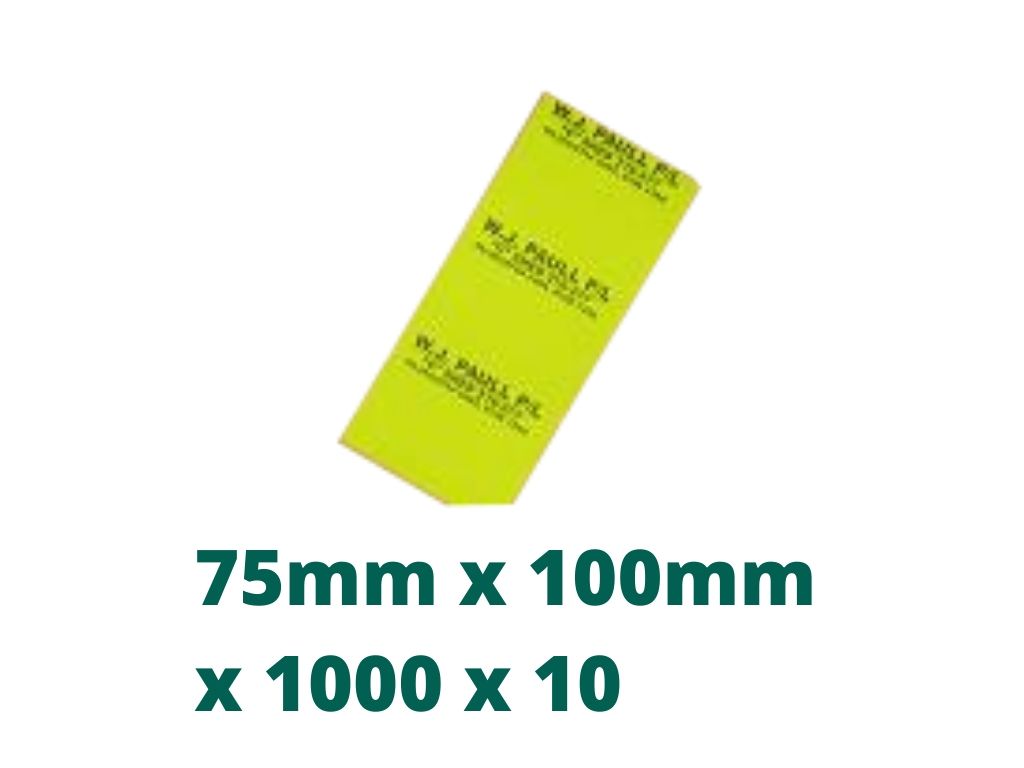 Custom Printed Fluoro Pallet Labels 75mm x 100mm x 1000 x 10 – aupak